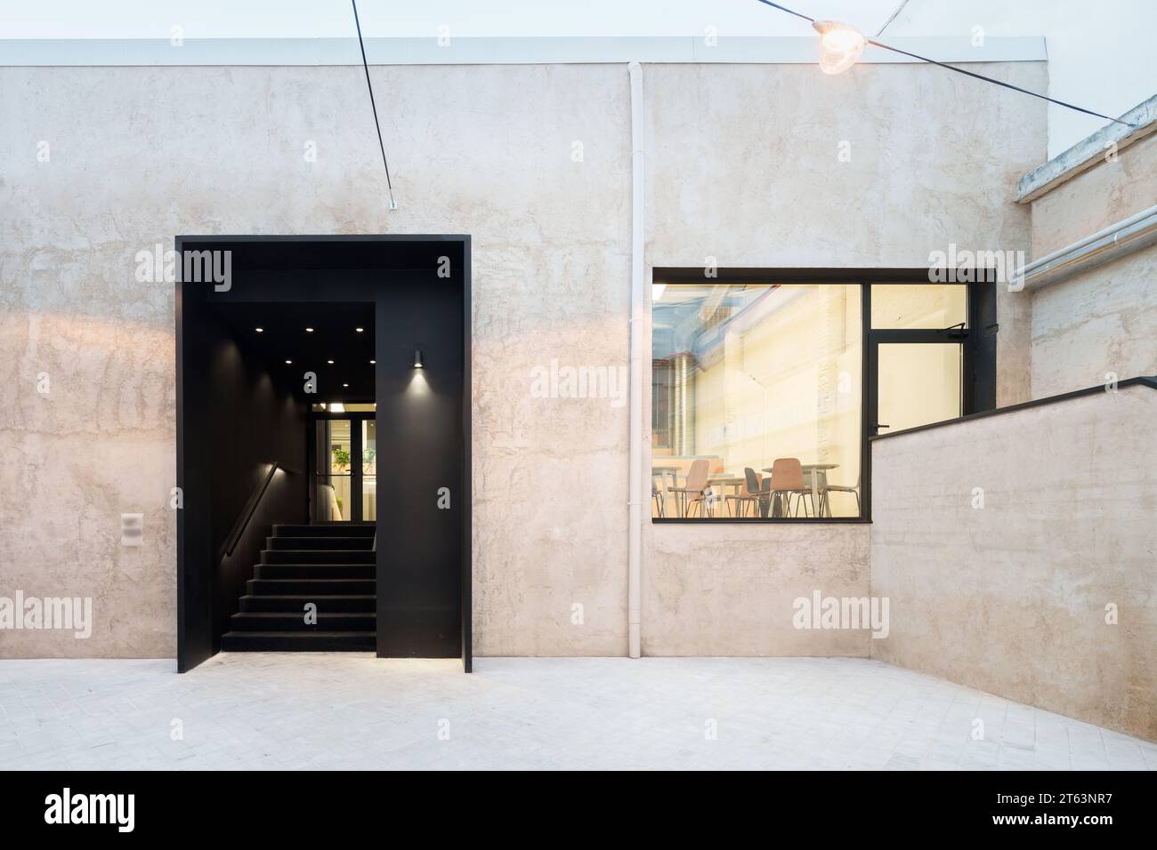 Modern coworking office in Madrid Spain with a minimalist exterior ...