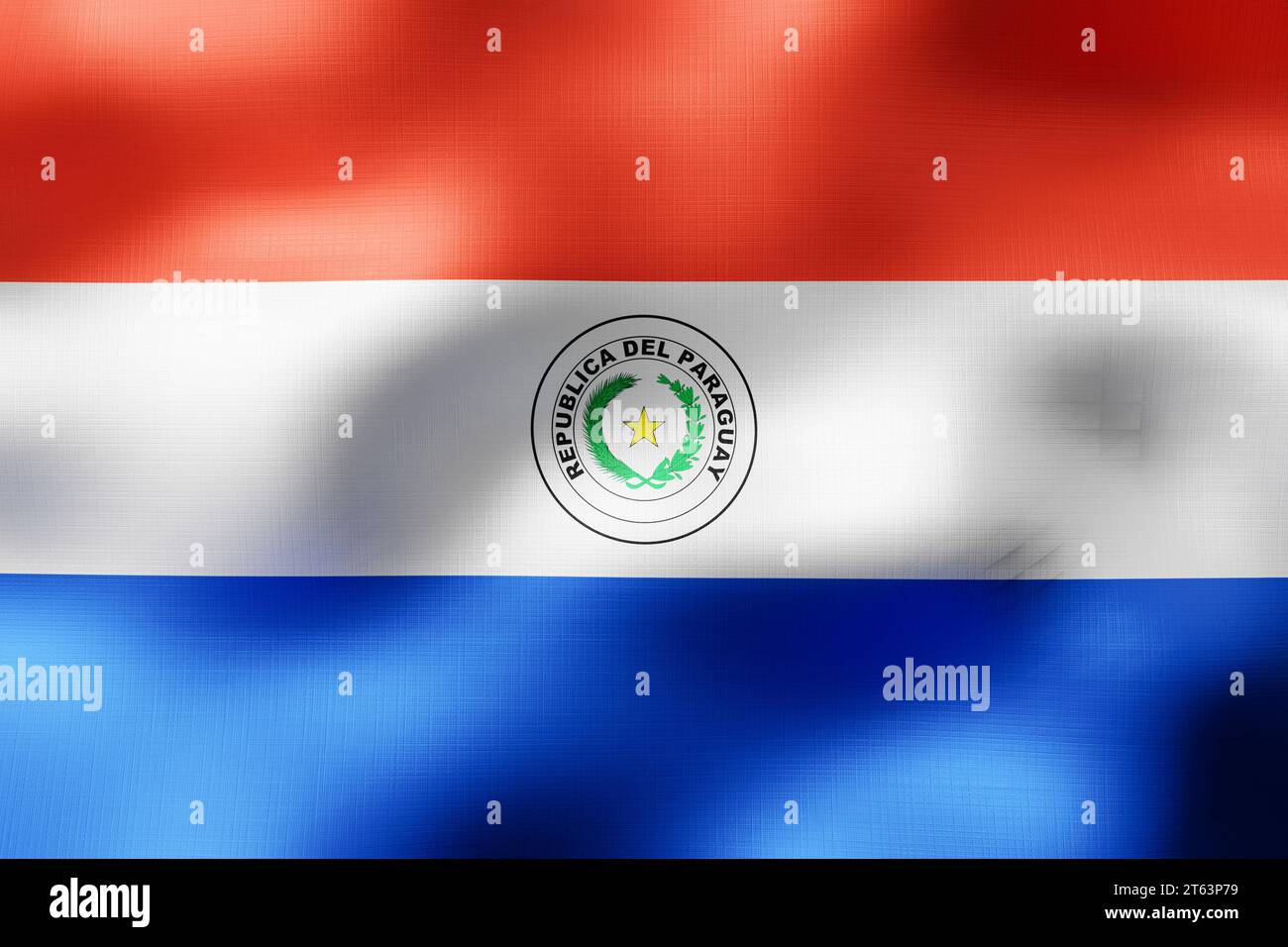 Paraguay - textile flag - 3d illustration Stock Photo - Alamy