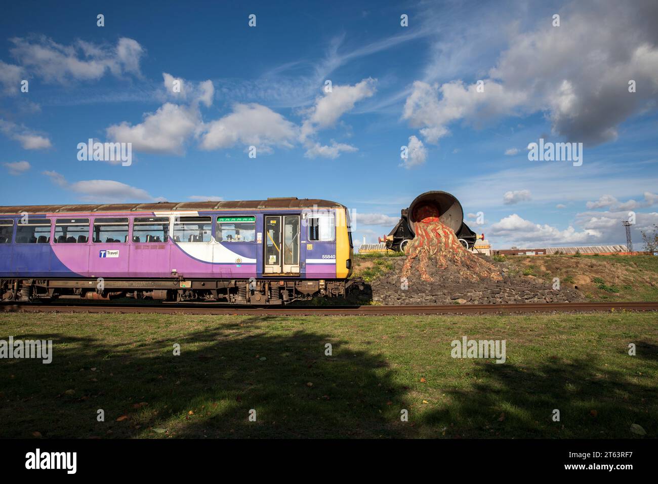 Journalist Jim Waterson taking part in a Pacer Train driver experience ...
