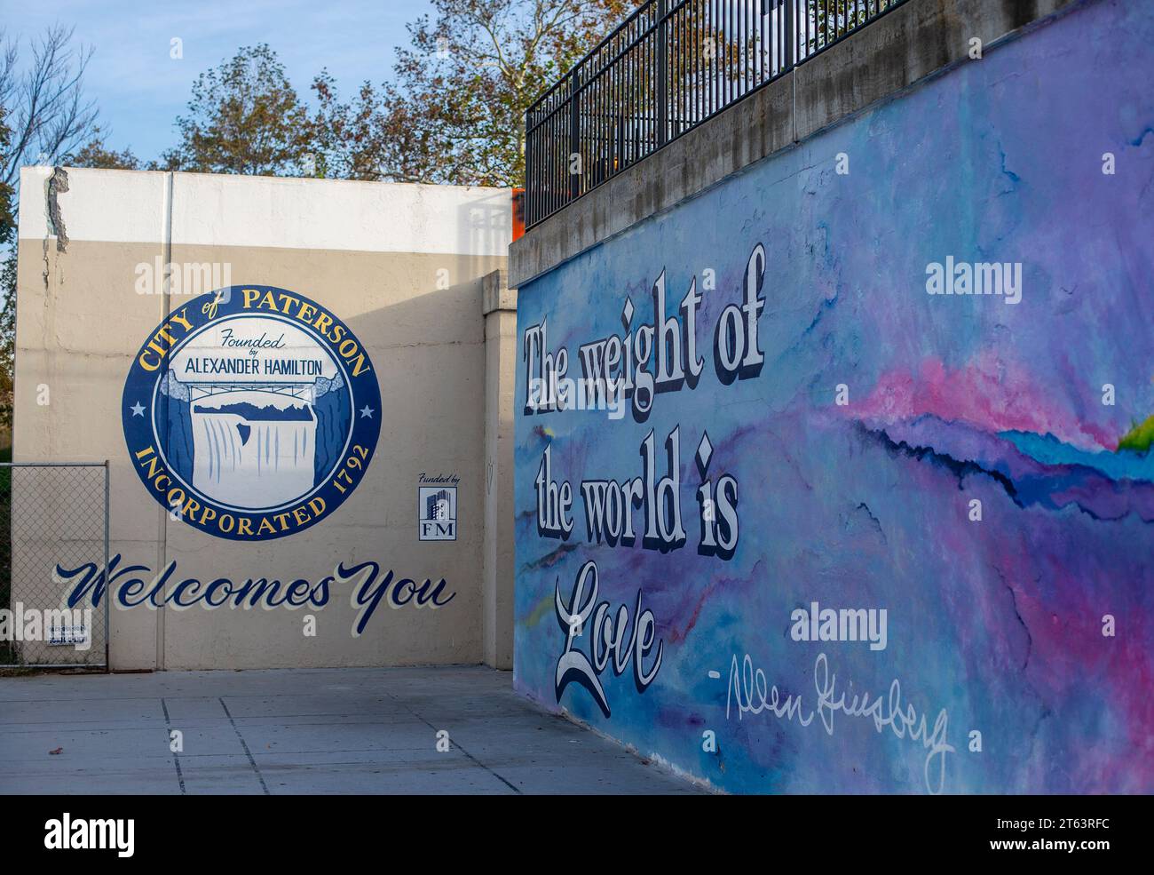 Beat poet Allen Ginsberg quote on a park wall in his hometown of ...