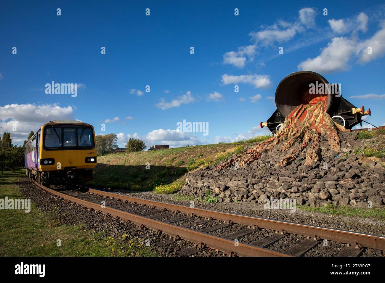 Journalist Jim Waterson taking part in a Pacer Train driver experience ...