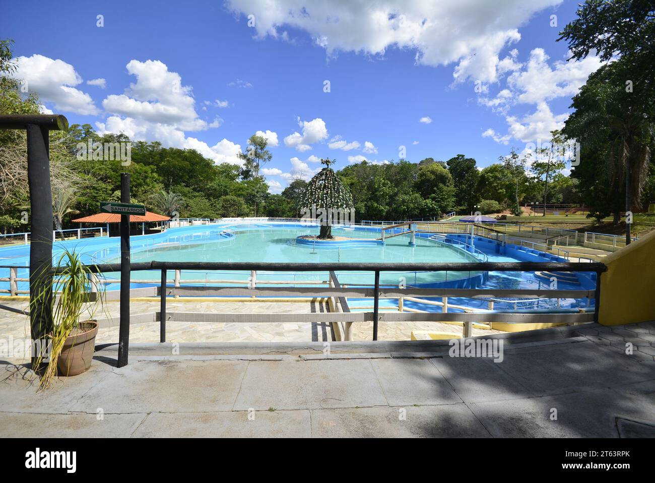 Ecotourism hotel pool with native vegetation and iron trees in the ...