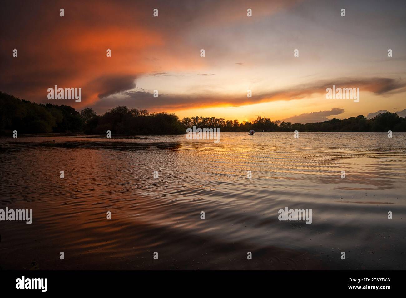 Sunset at Colwick Country Park in Nottingham, Nottinghamshire England ...
