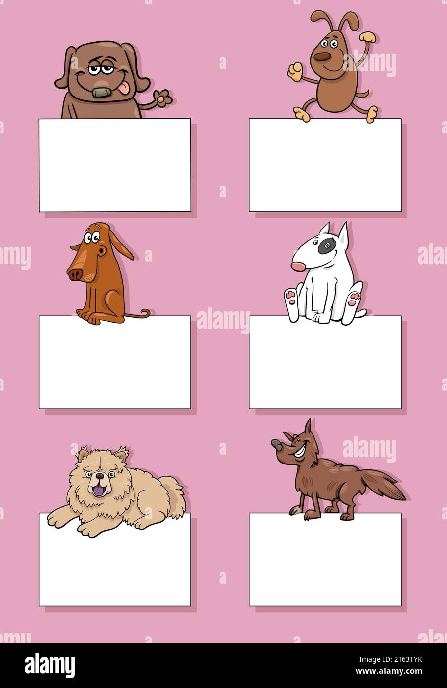 Cartoon illustration of dogs and puppies animal characters with blank ...