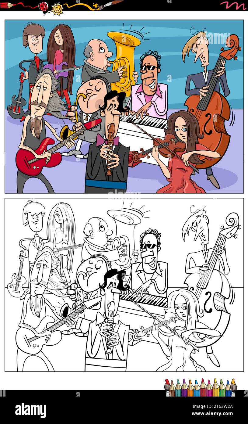 Cartoon music instruments coloring page hi-res stock photography and ...