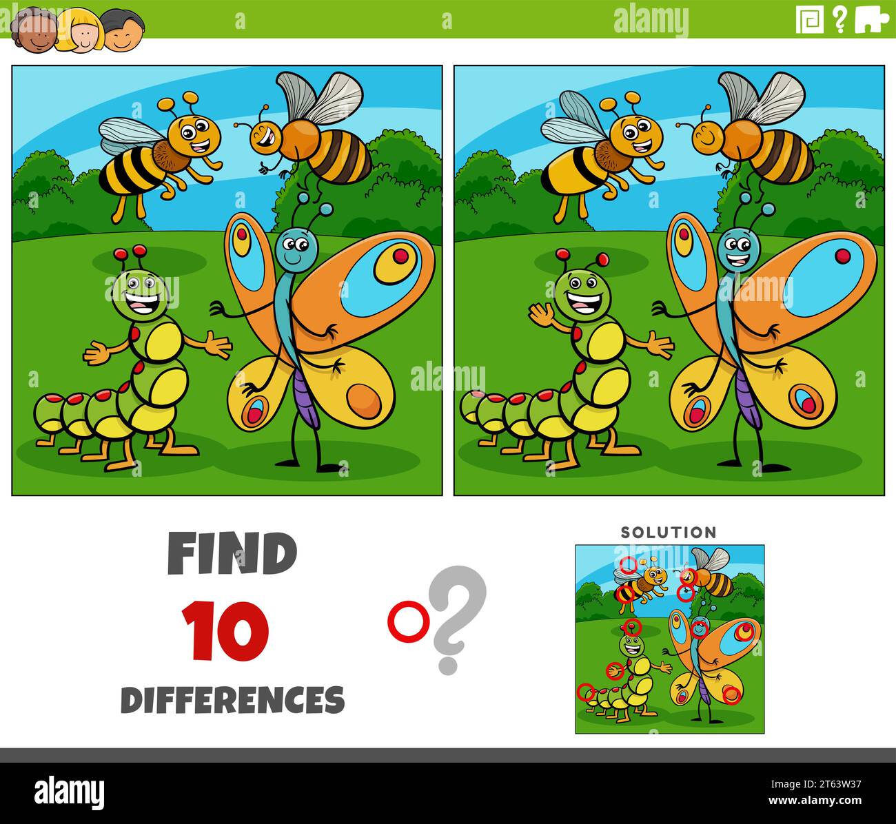 Cartoon illustration of finding the differences between pictures ...