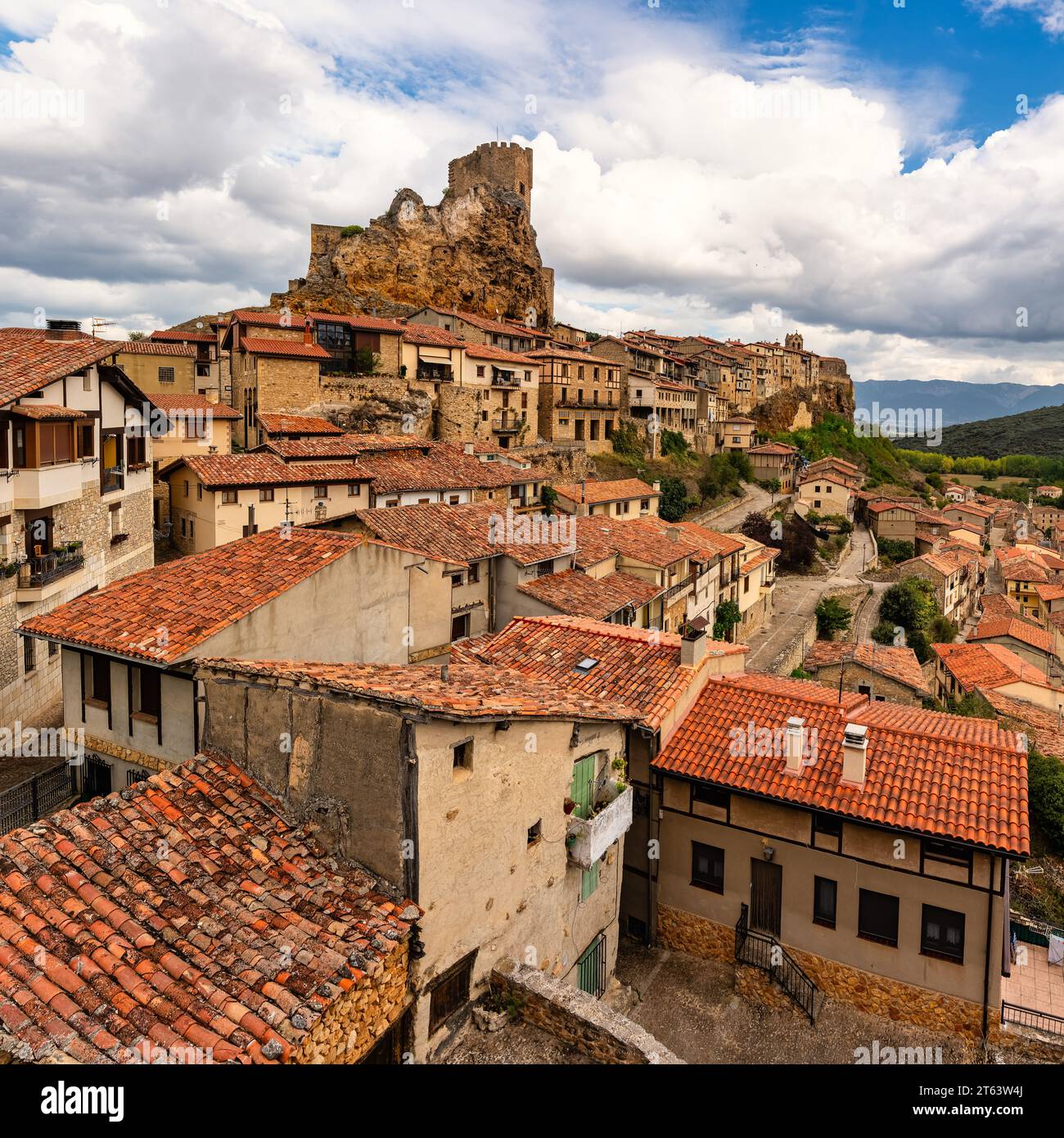 Medieval Castle of Frias located on top of a hill overlooking the ...