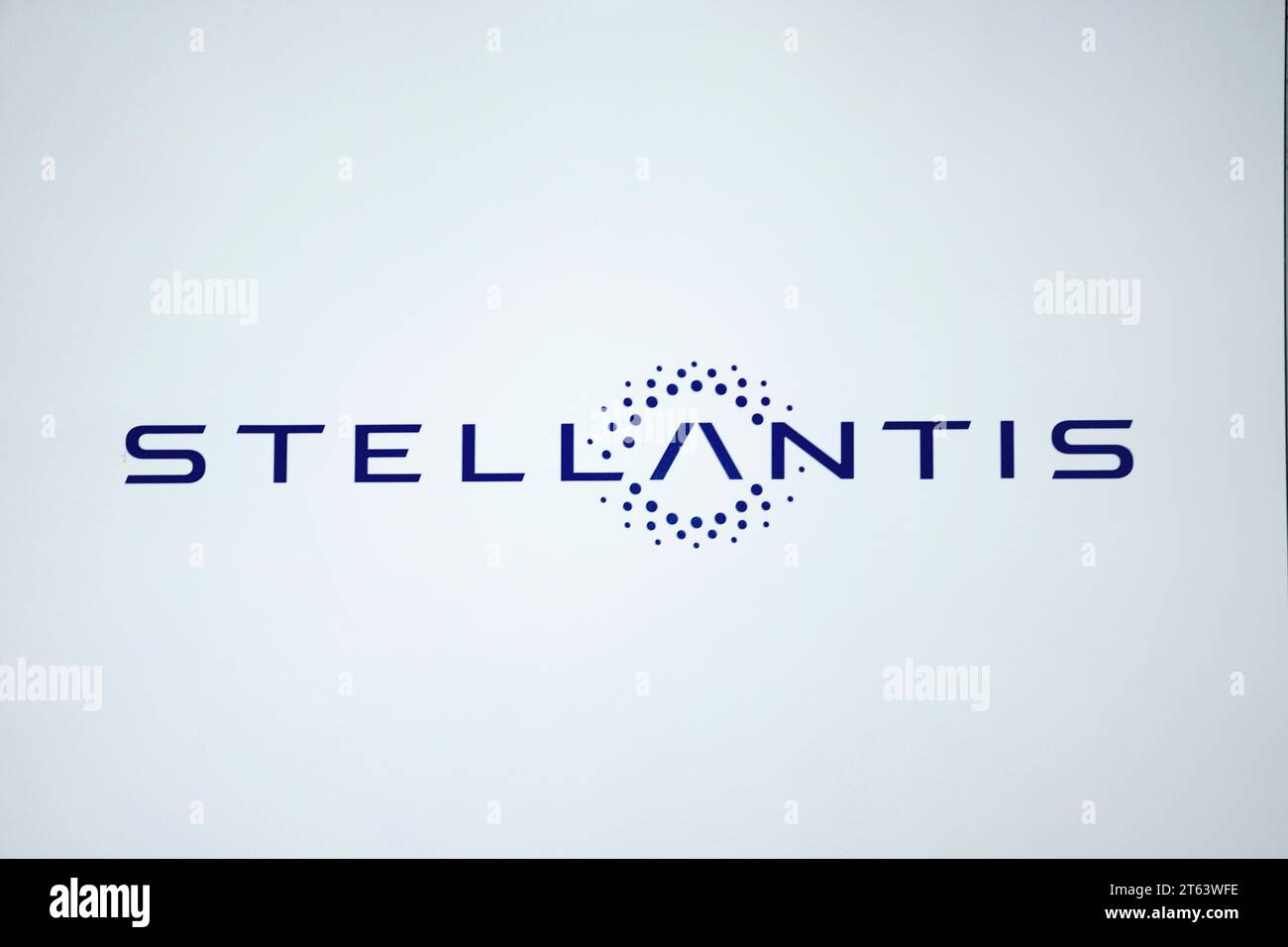 FILE - A Stellantis logo is shown at the North American International ...