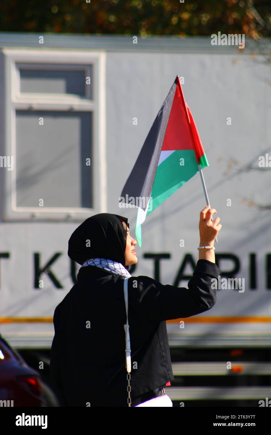 Waving the palestinian flag hi-res stock photography and images - Alamy