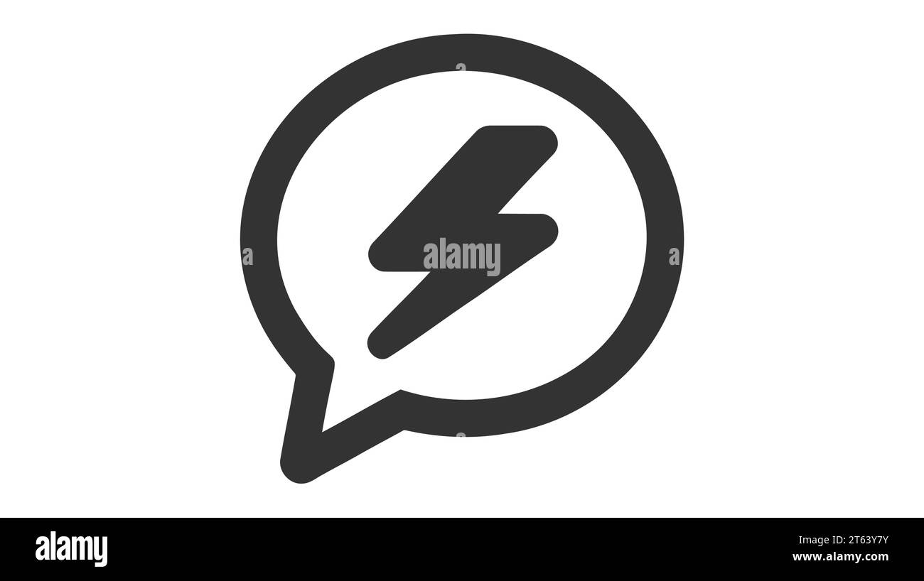 Lightning Bolt Chat Message Flat Vector Icon Stock Vector Image & Art ...