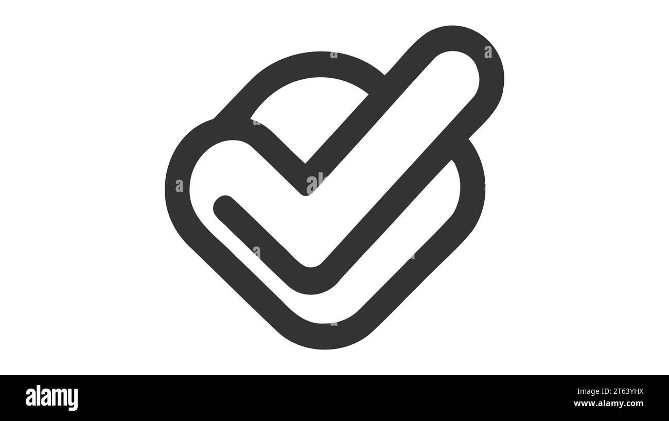 Tick icon vector symbol doodle style checkmark isolated on white ...