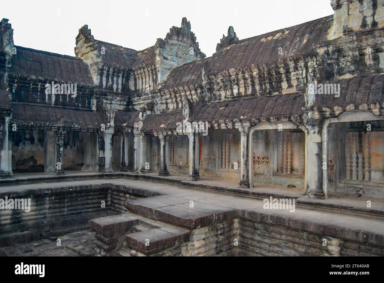 The inner part of the fortress wall around the Angkor Wat temple in ...