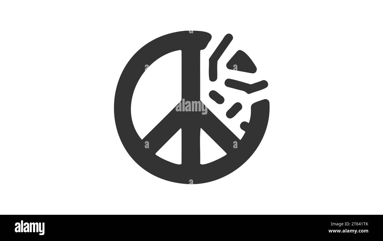 Black vector illustration of a fragmented peace symbol Stock Vector ...