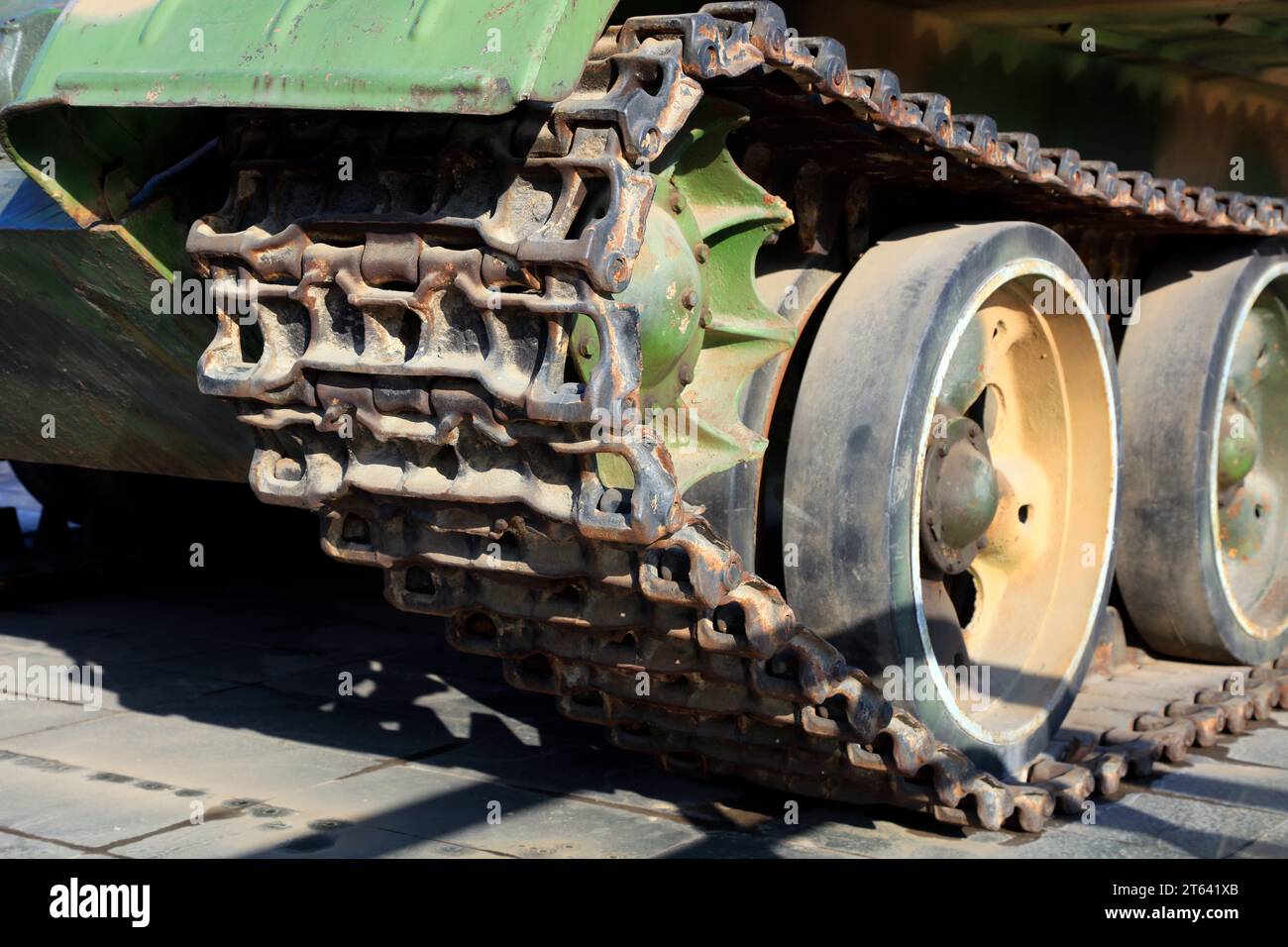 Tank tracks and wheels Stock Photo - Alamy