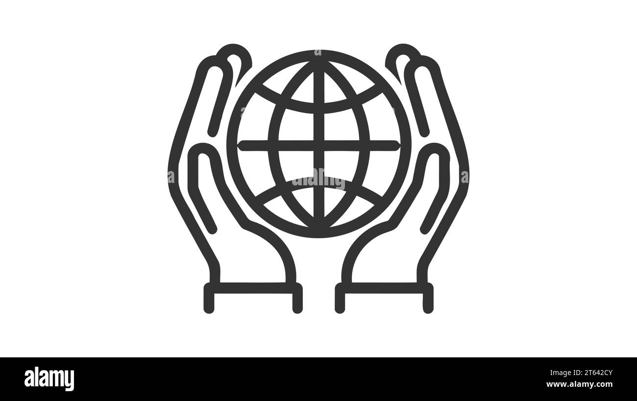 Two hands holding globe icon hi-res stock photography and images - Alamy