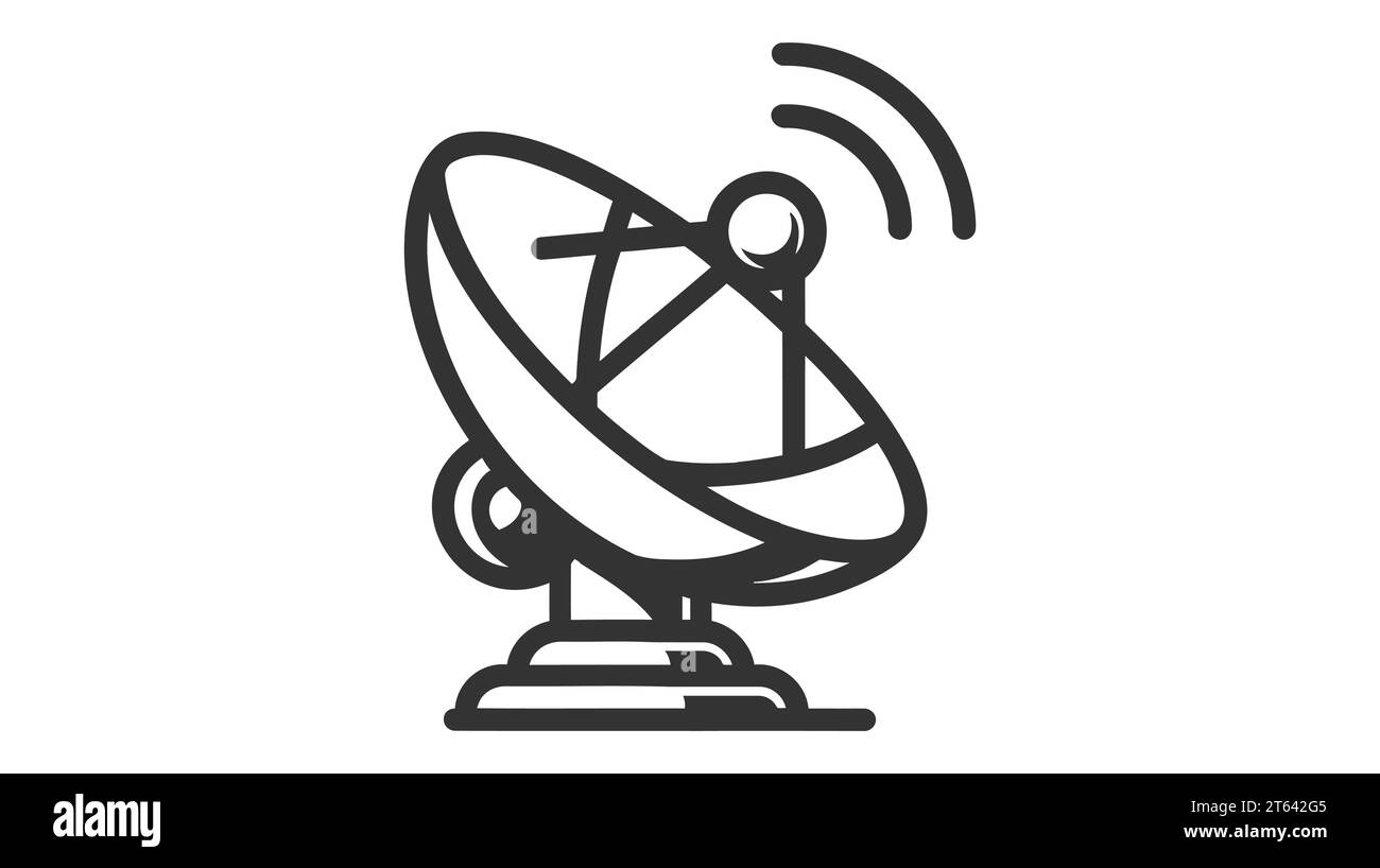 Black outlined vector illustration of a satellite dish Stock Vector ...