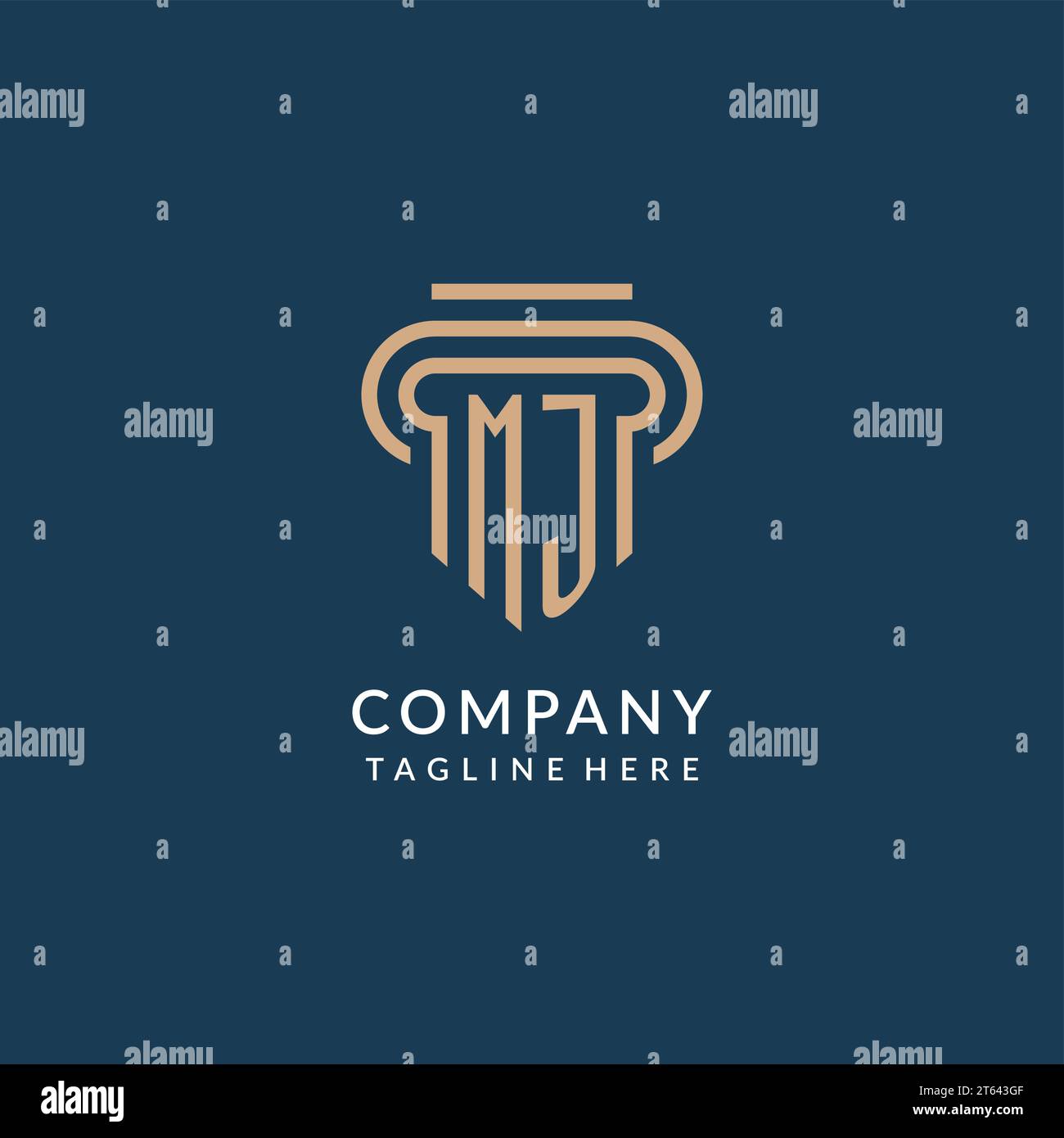 Initial MJ pillar logo style, luxury modern lawyer legal law firm logo ...