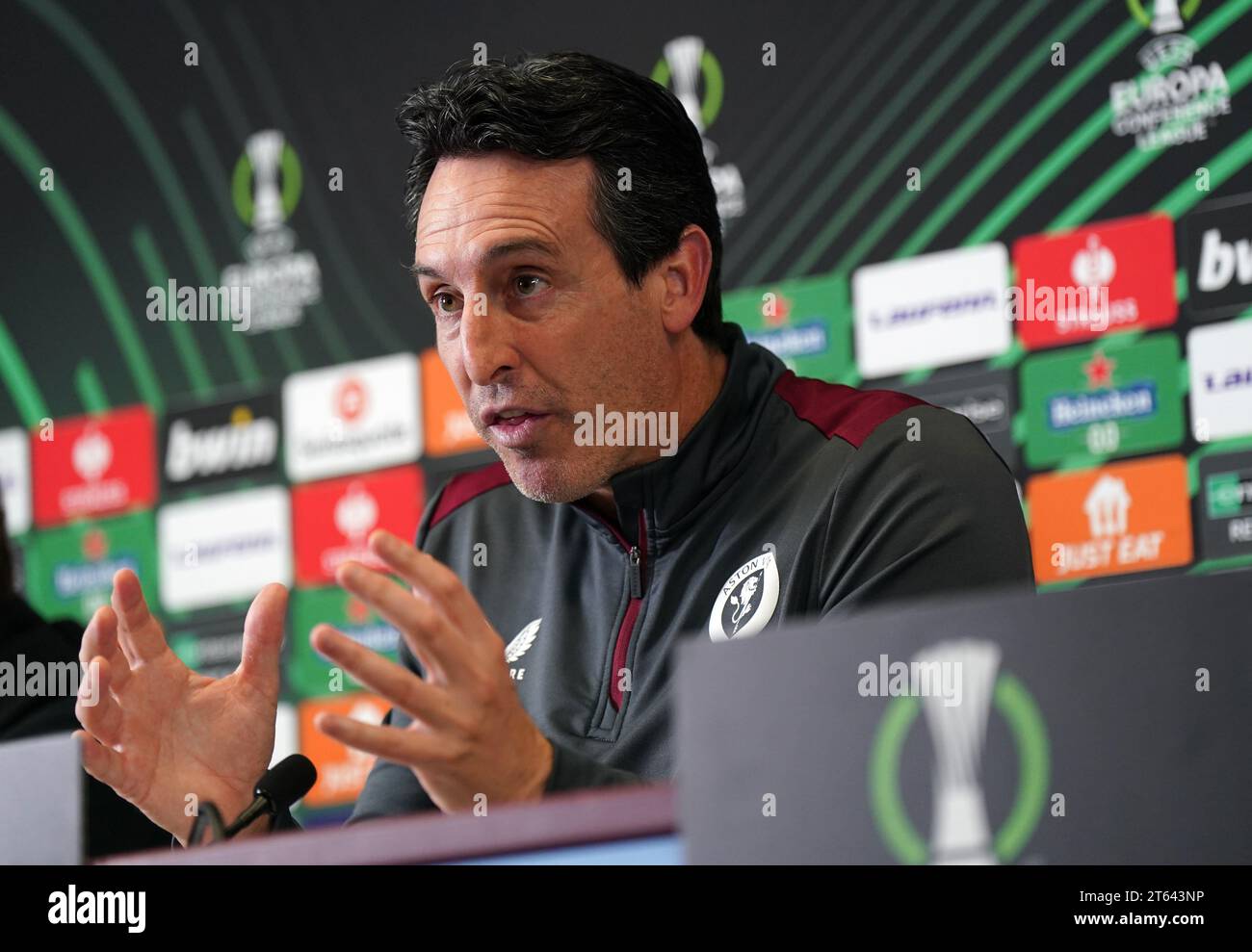 Aston Villa manager Unai Emery during a press conference at the ...