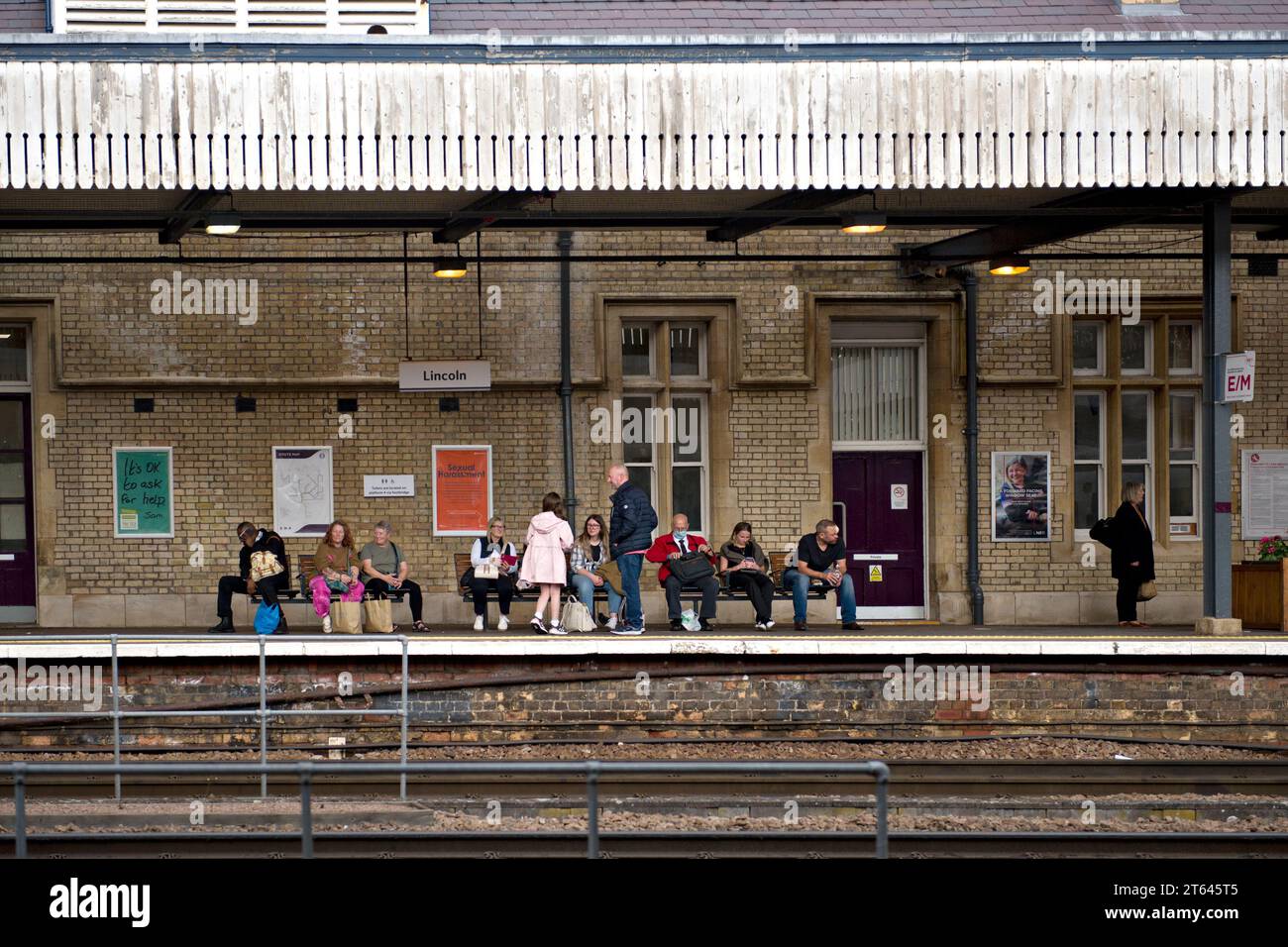 Passengers wait on platform 3 at Lincoln Railway Station. Formally ...