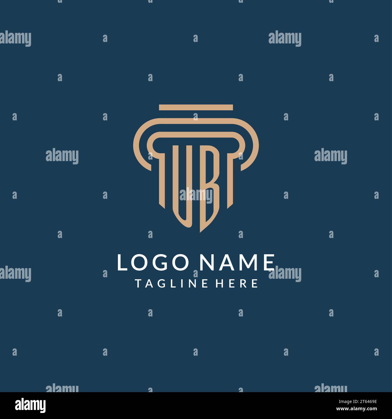 Initial UB pillar logo style, luxury modern lawyer legal law firm logo ...