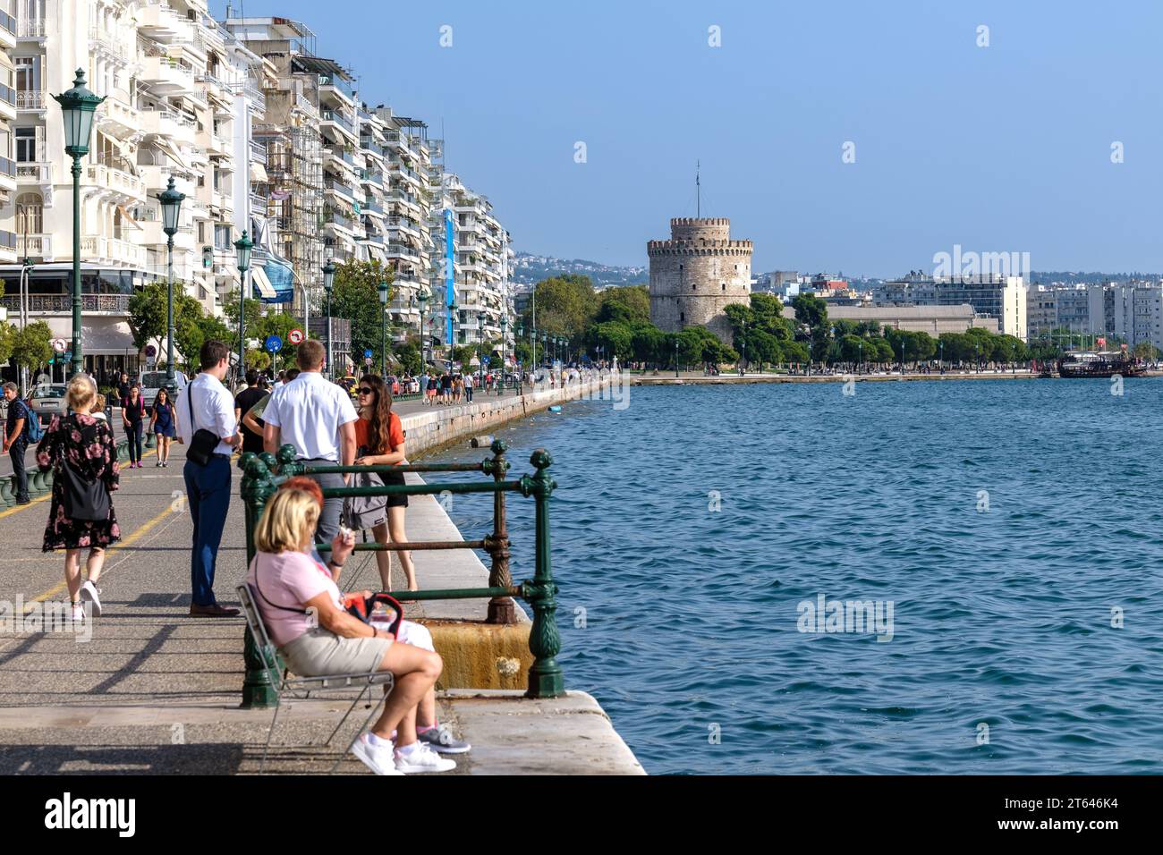 Thessaloniki, Greece - September 22, 2023 : View of the famous Paralia ...
