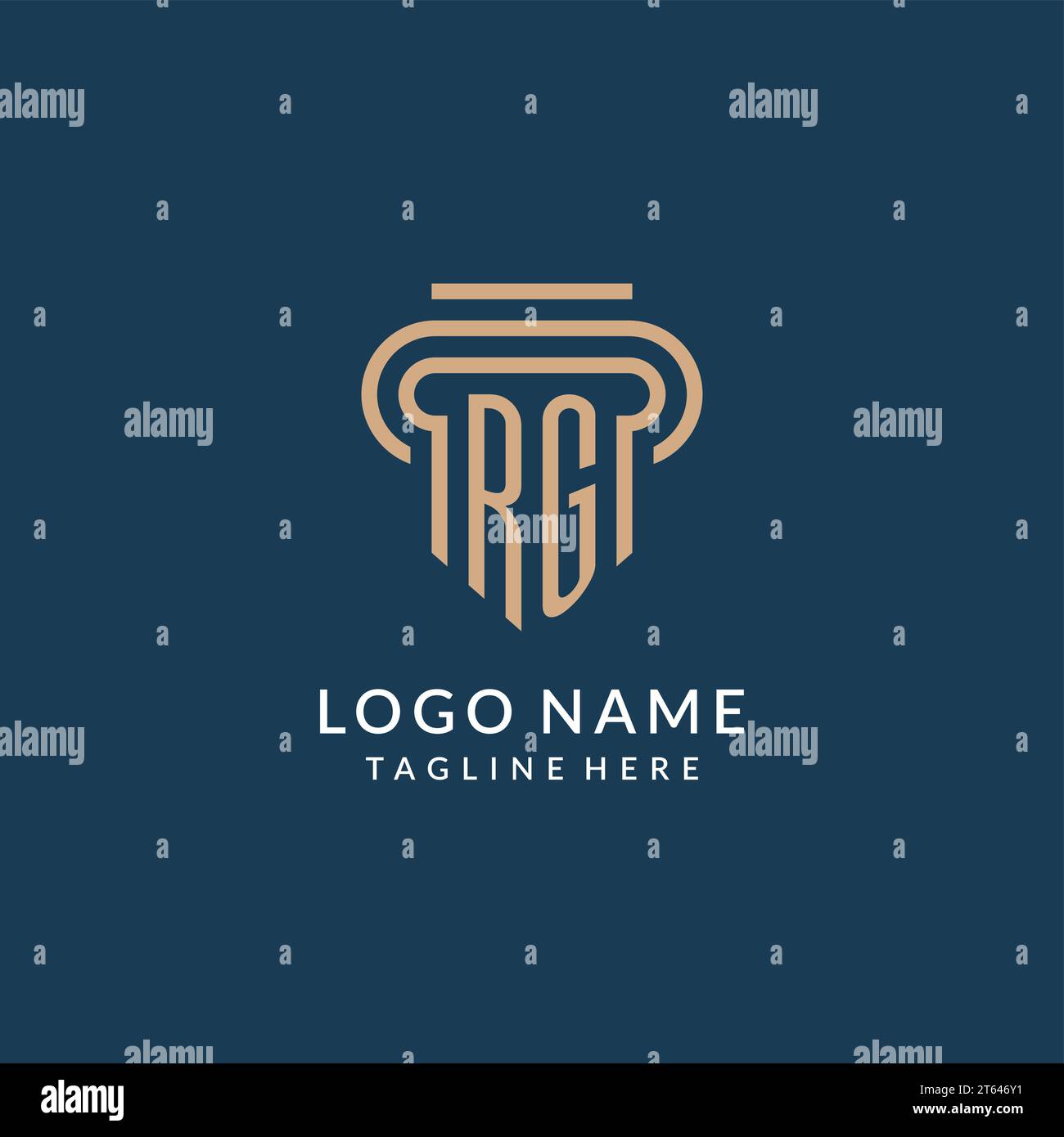 Initial RG pillar logo style, luxury modern lawyer legal law firm logo ...