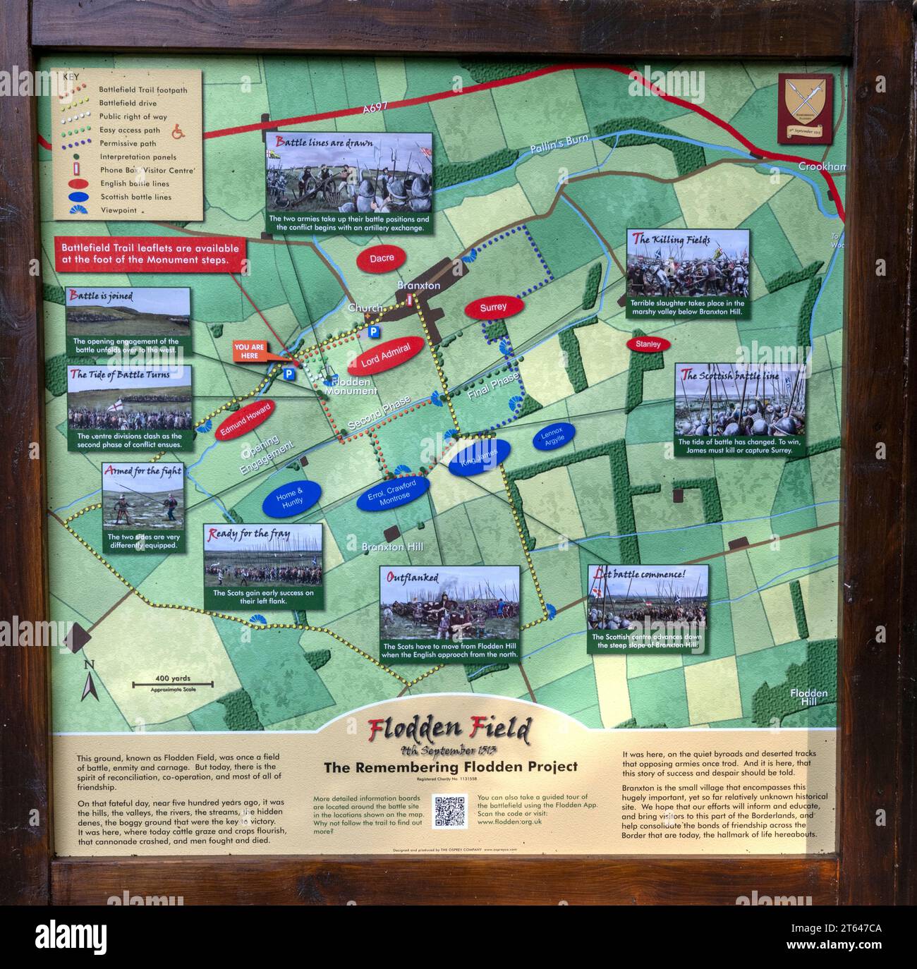Tourist historic information boards at Flodden Field the location of ...