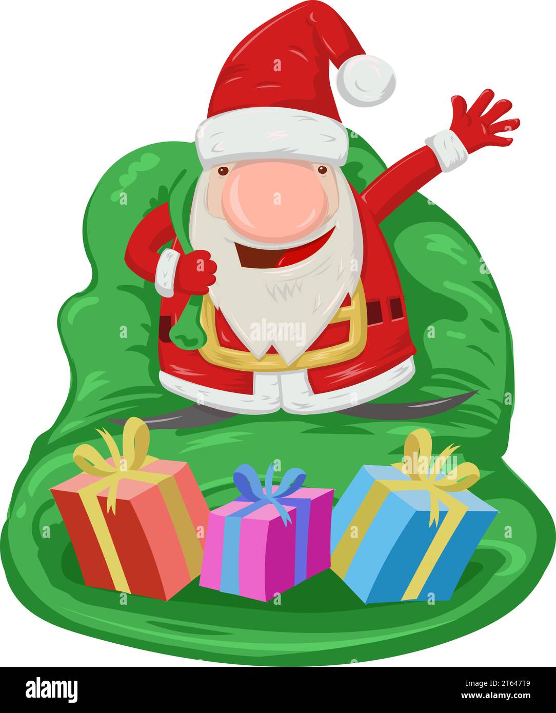 Santa Claus cartoon with sack full of gifts. vector illustration Stock ...