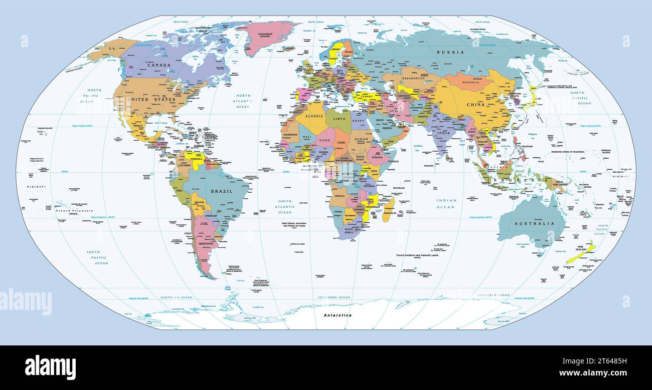 Political simple world map Robinson projection Stock Vector Image & Art ...