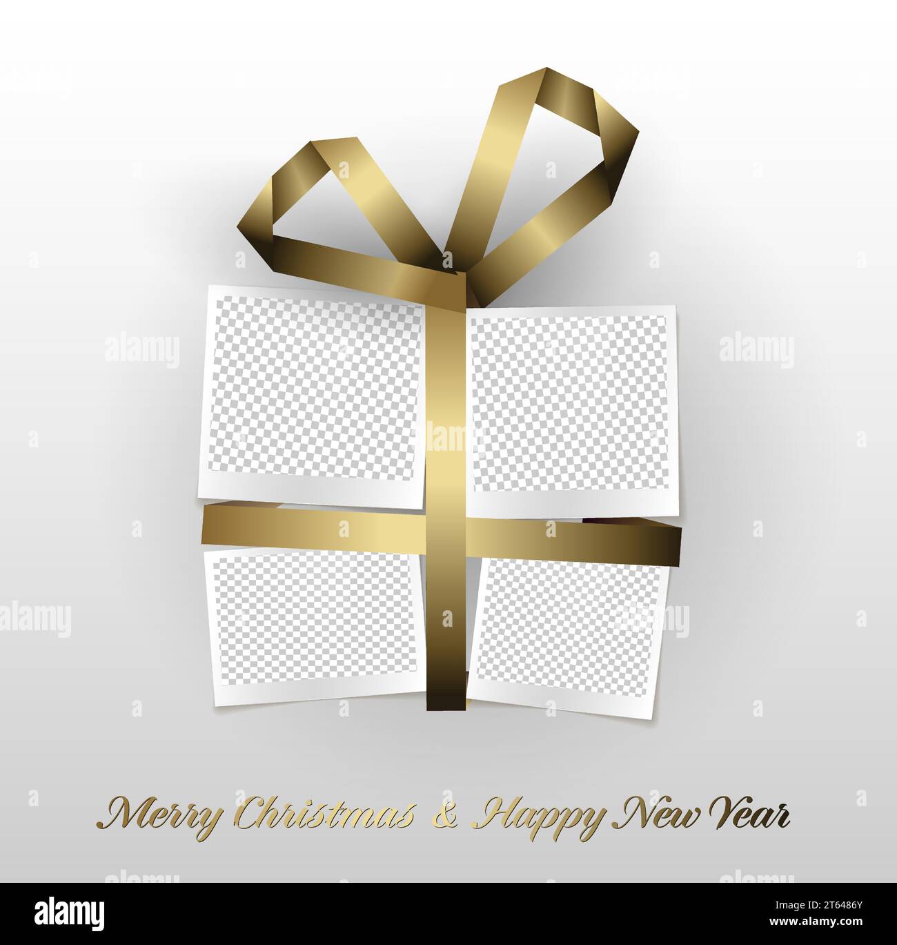 Vector light christmas present Christmas card with family photo ...