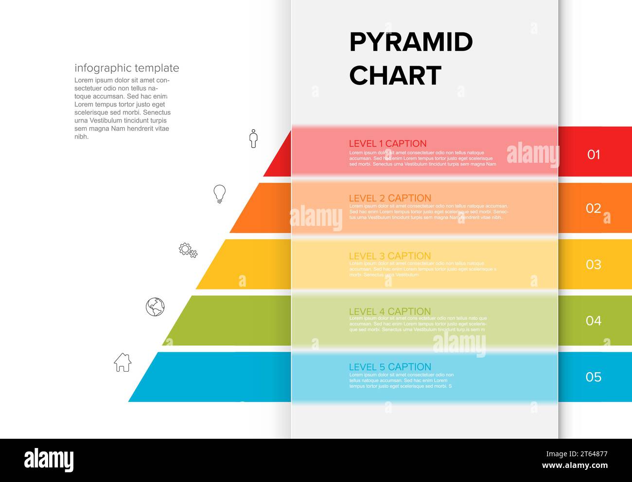 Vector Infographic stipe layers template with five levels - color ...