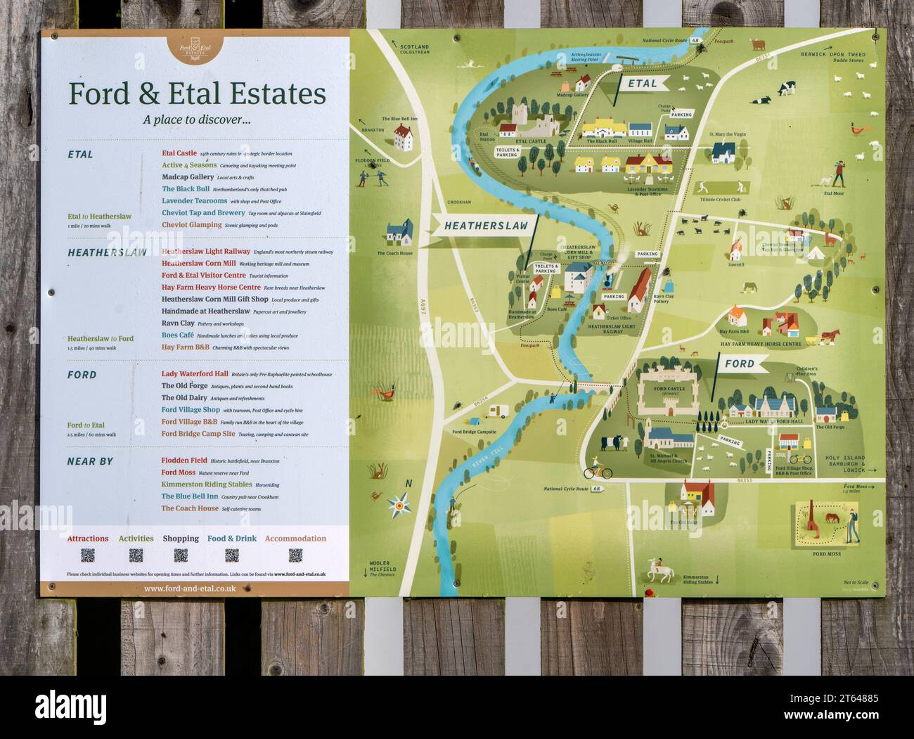 Tourist information board for Ford and Etal Estates, Northumberland ...