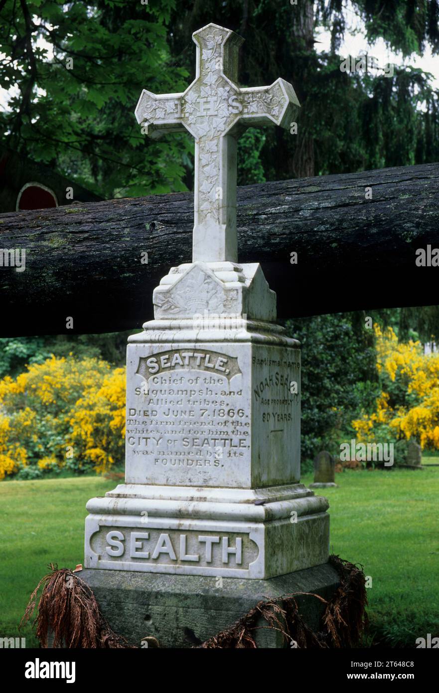 Chief Sealth Grave (Chief Seattle), Suquamish, Washington Stock Photo ...