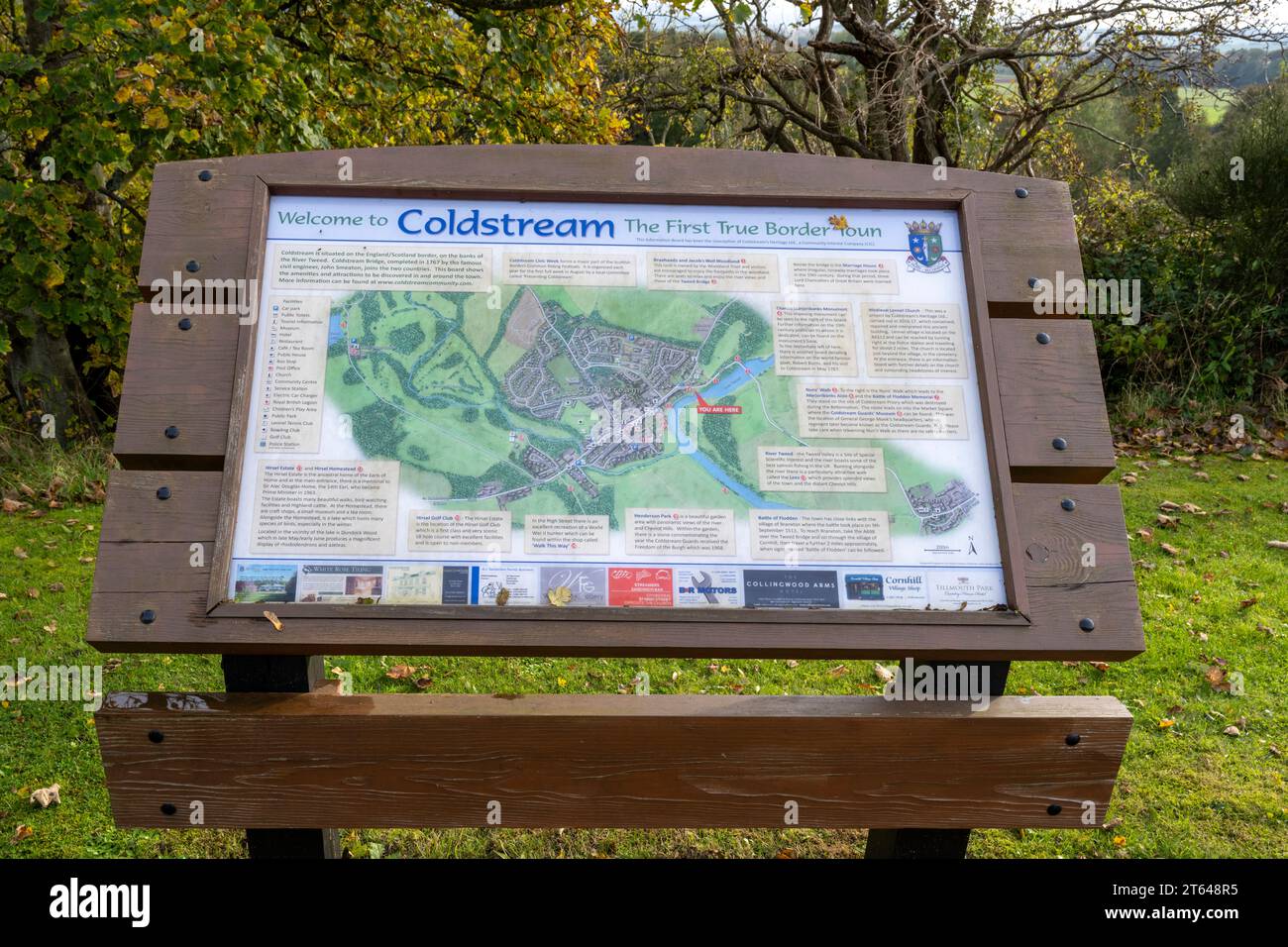 Tourist / visitor information boards at Coldstream, Scottish Borders ...