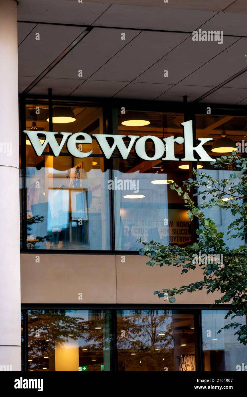 An external view of the WeWork office building on Station Road ...