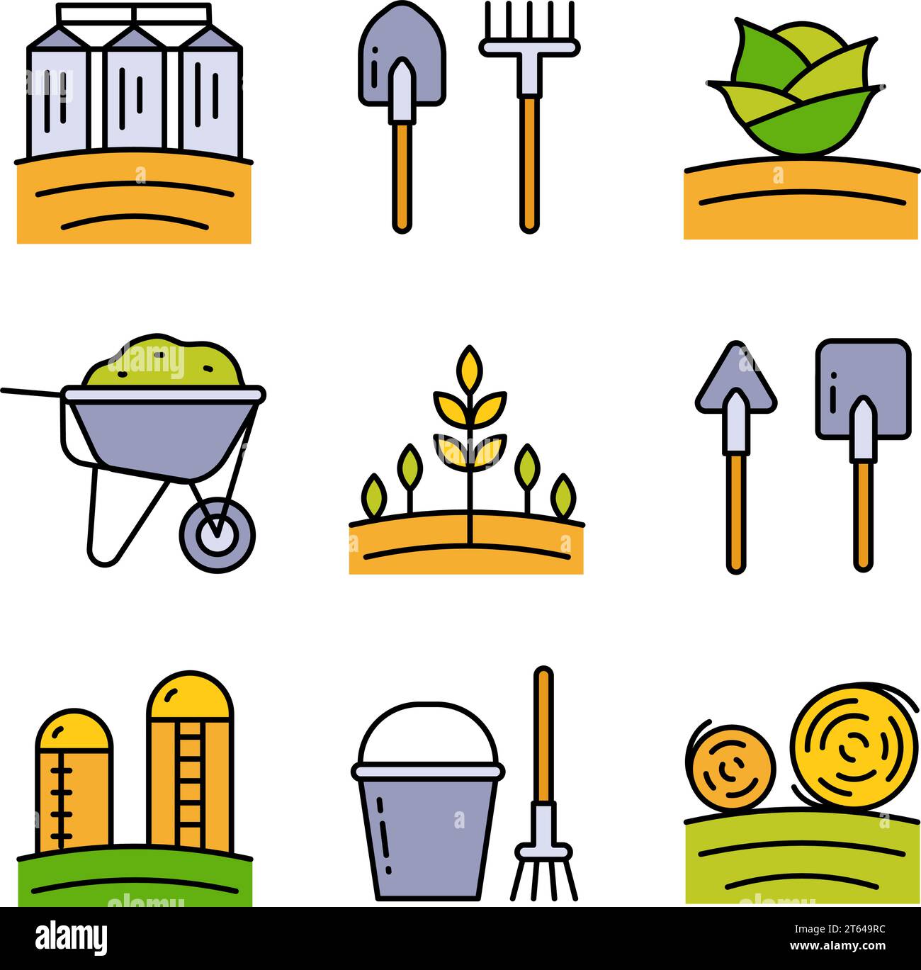 Farming icons set. Agriculture color vector icons. Symbols, logos ...