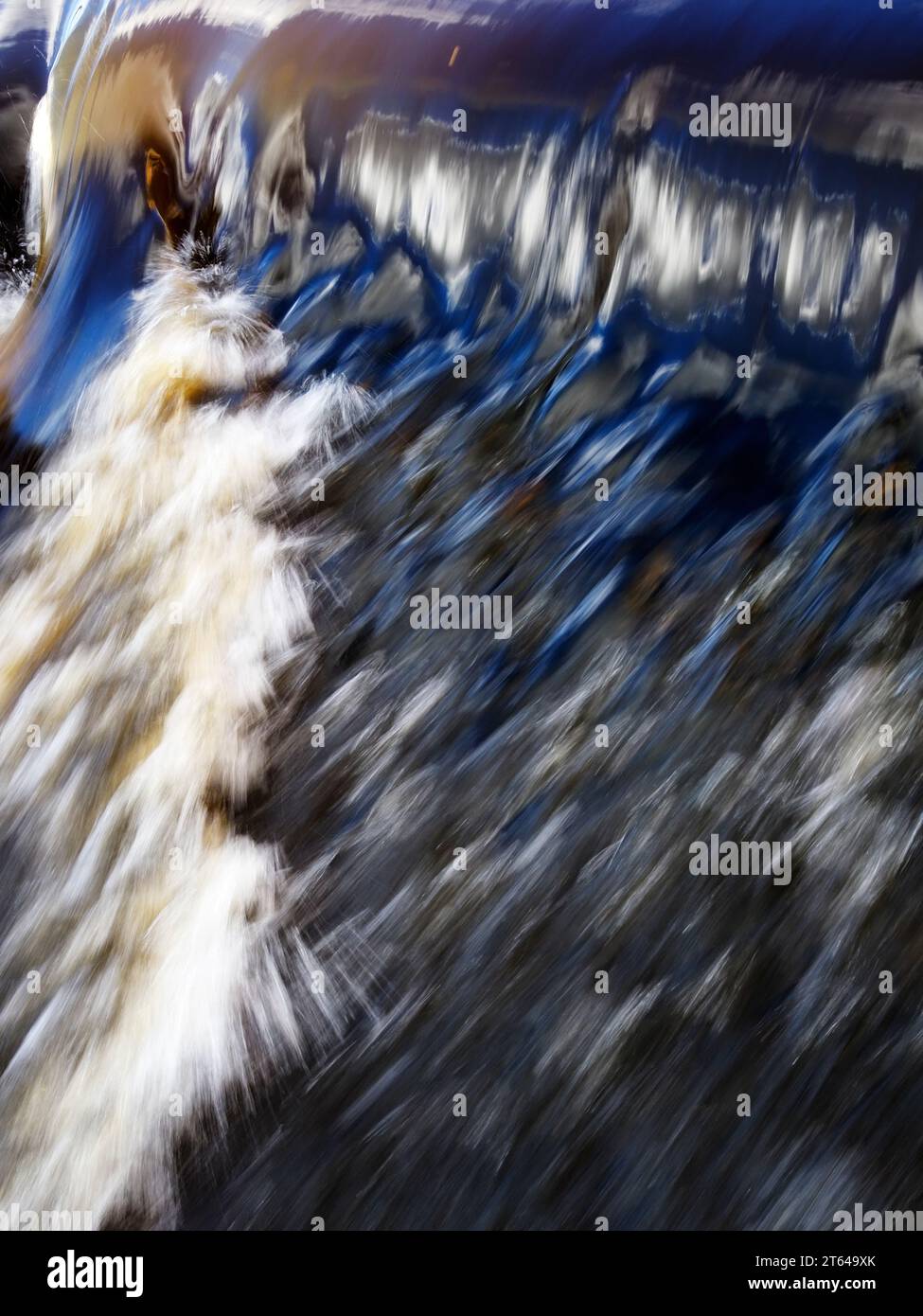Abstract patterns in the River Aire at Leeds Dam Leeds West Yorkshire ...