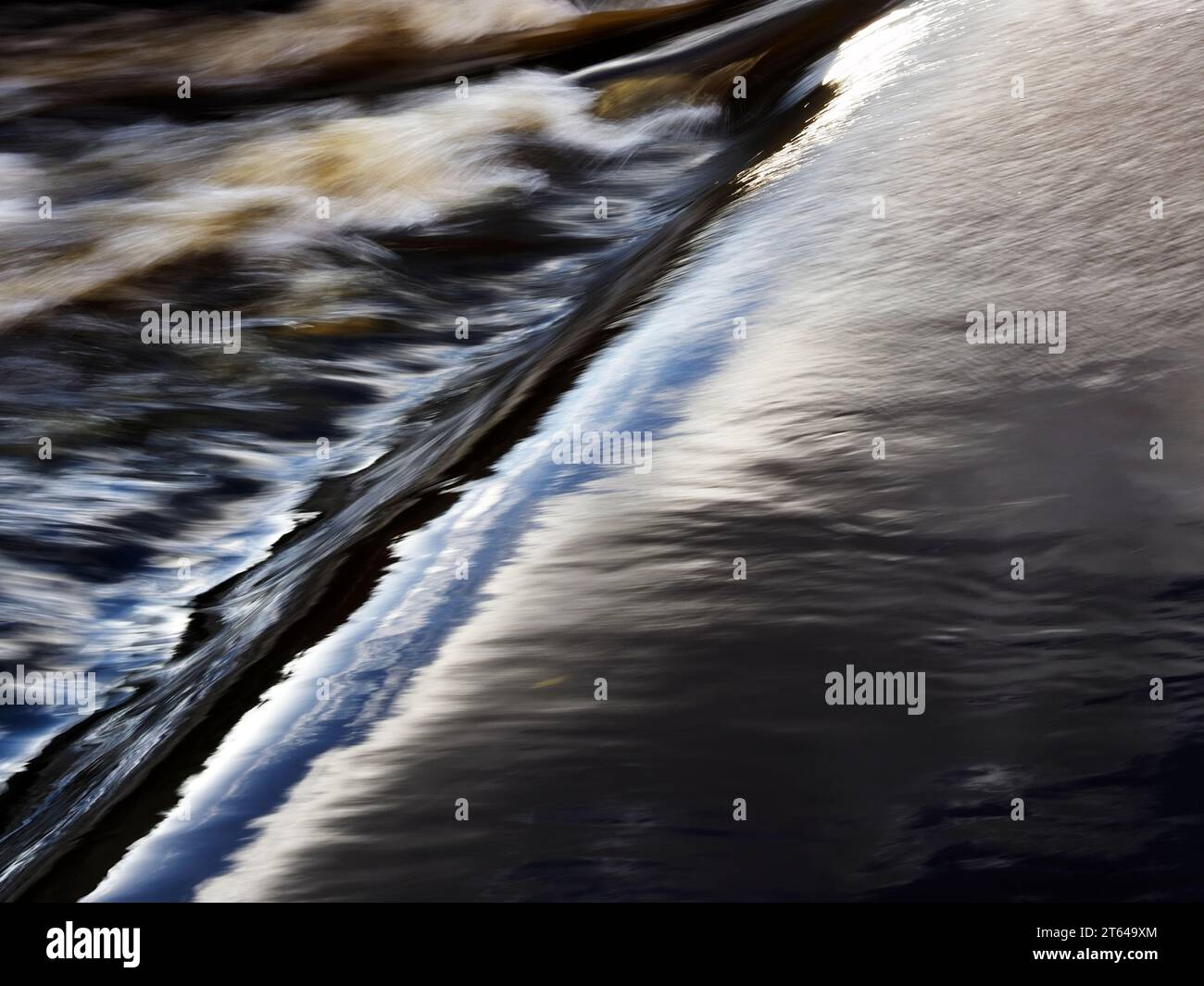 Abstract patterns in the River Aire at Leeds Dam Leeds West Yorkshire ...