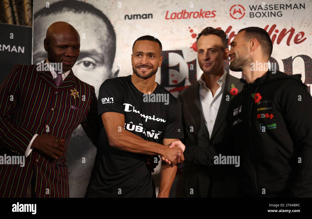 Brighton, UK. 8th Nov, 2023. L-R Chris Eubank Senior with Harlem Eubank ...