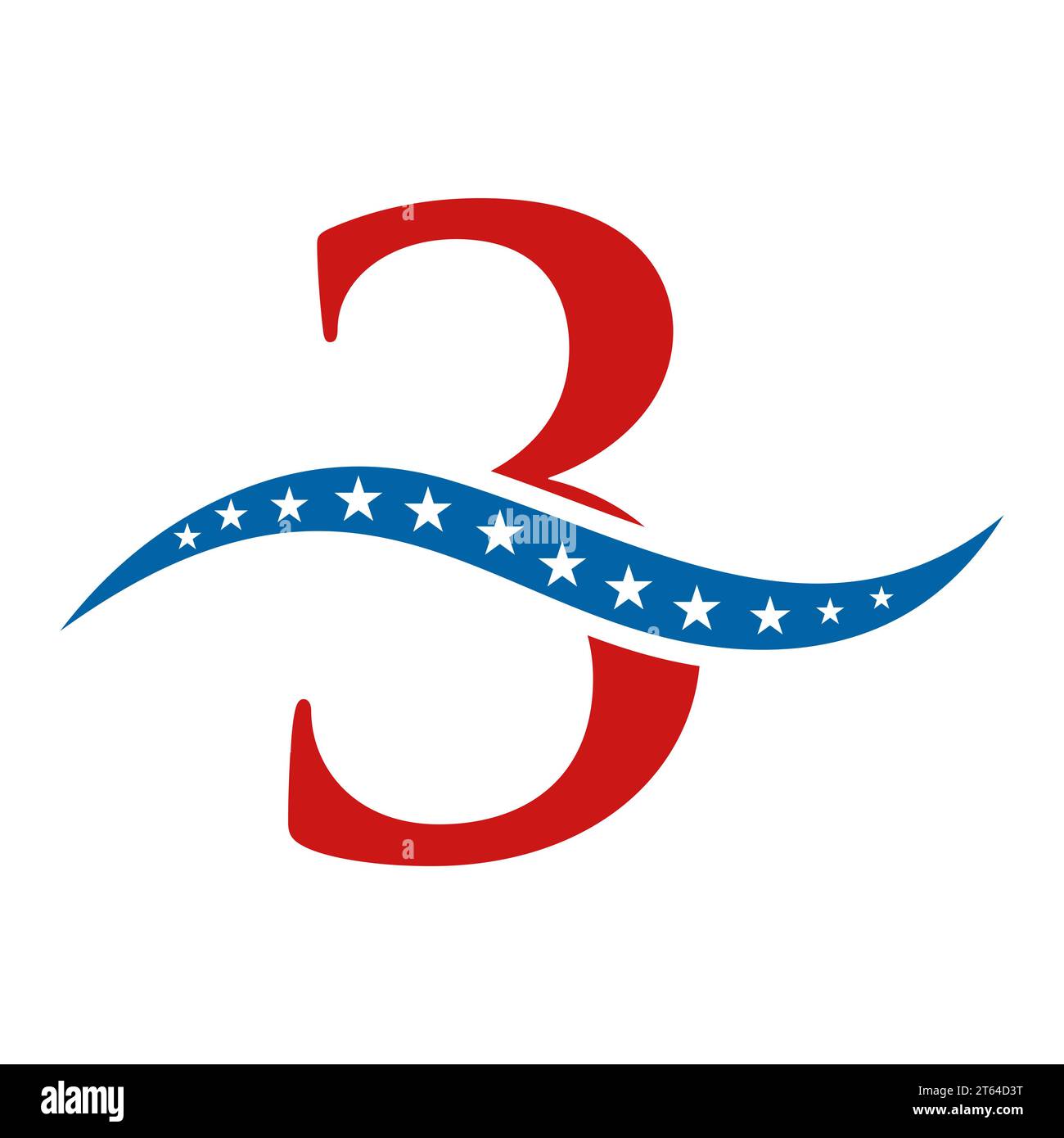 Letter 3 America Logo USA Flag. Patriotic American Business Logo Design ...