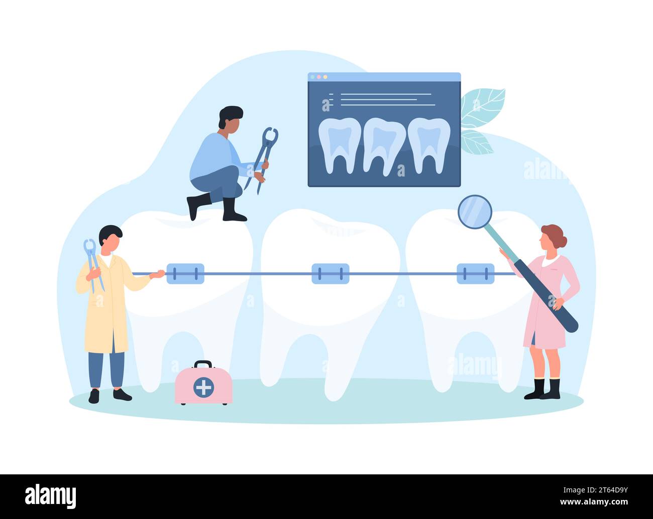 Teeth correction with braces, orthodontics and stomatology vector ...