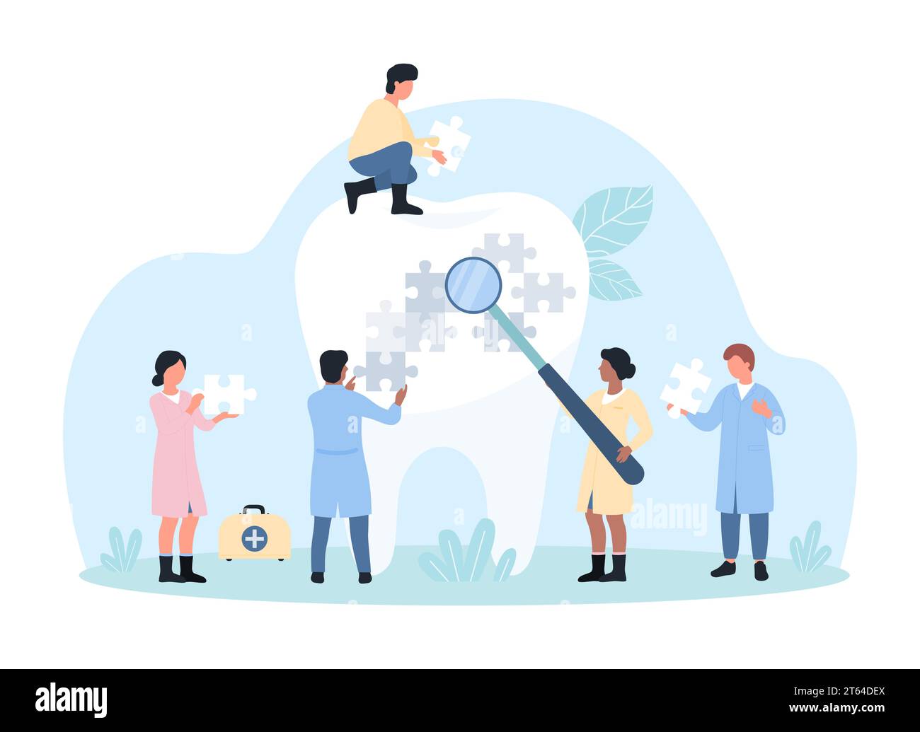 Dental treatment, dentistry vector illustration. Cartoon tiny dentists ...