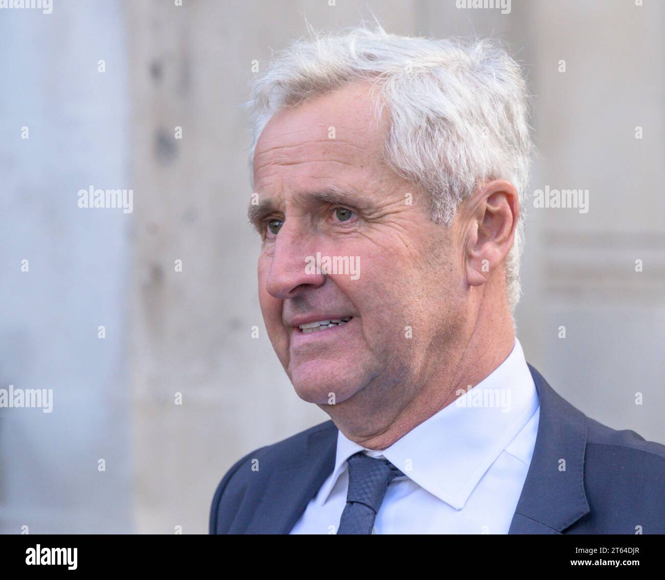 Mark Austin (TV journalist - Sky News) leaving a memorial service for George Alagiah (BBC ...