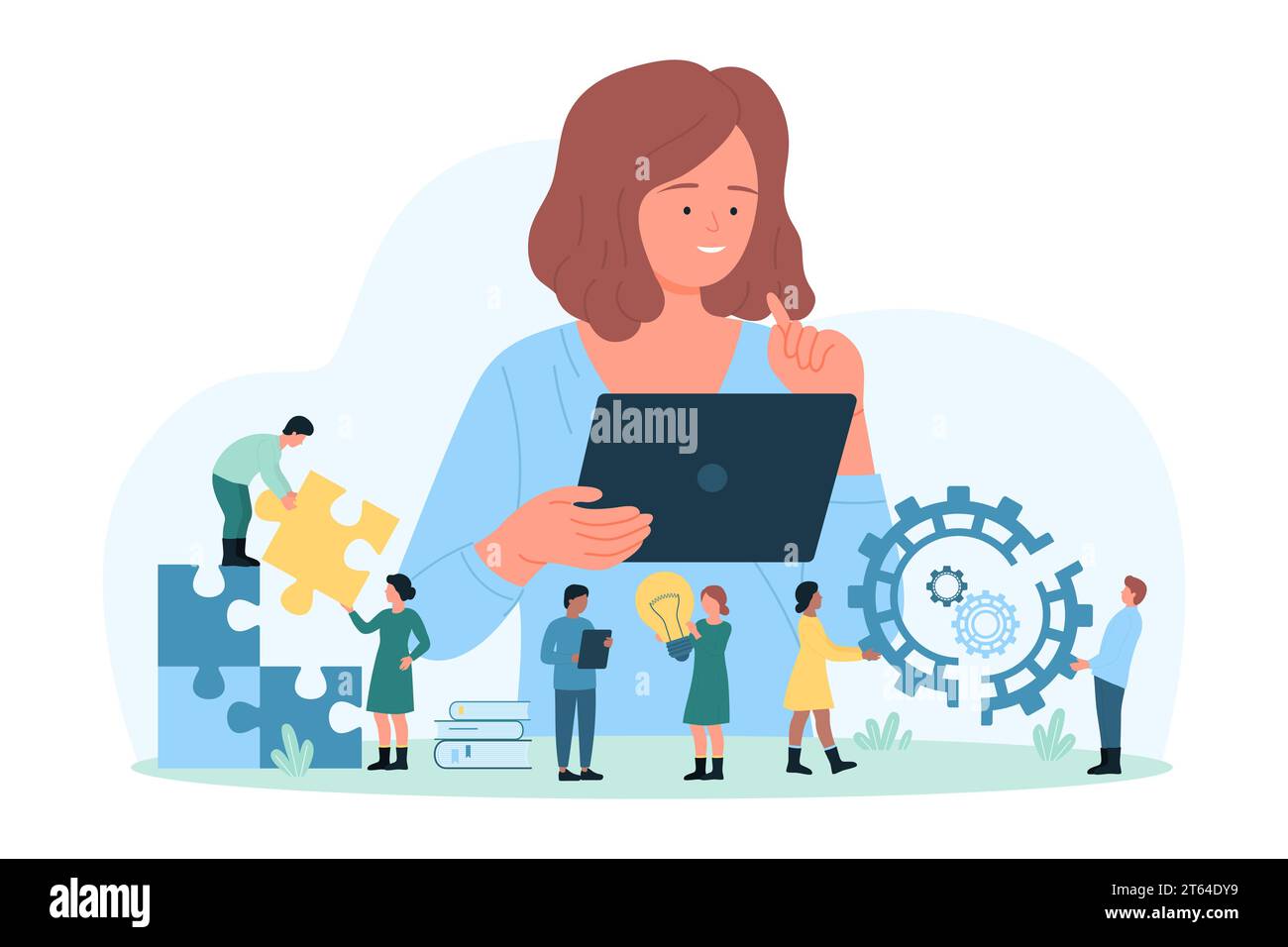 Soft business skills vector illustration. Cartoon tiny people with ...