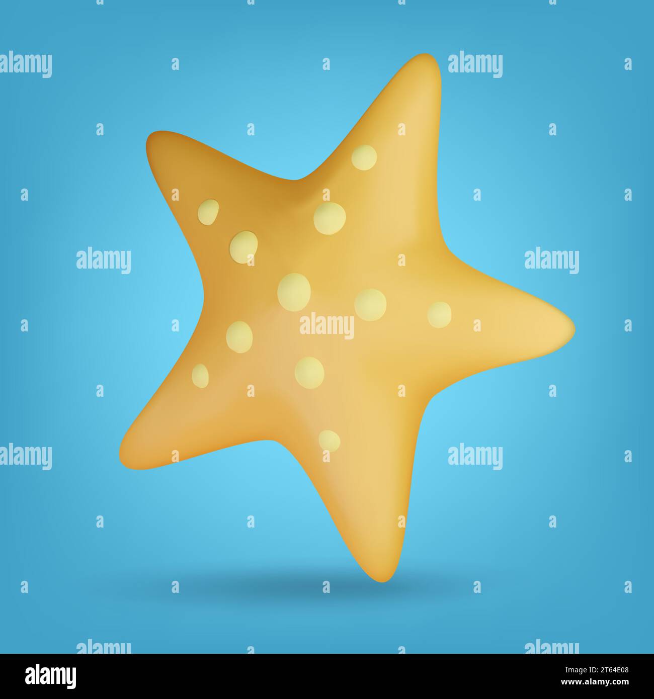 3d starfish. Realistic render on blue background. Vector illustration ...