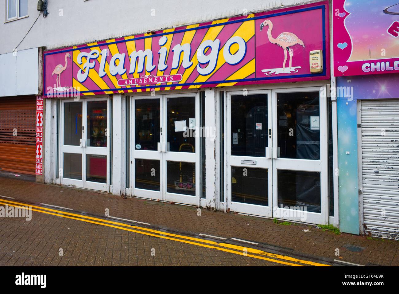 Flamingo amusements in the High Street, Skegness Stock Photo - Alamy