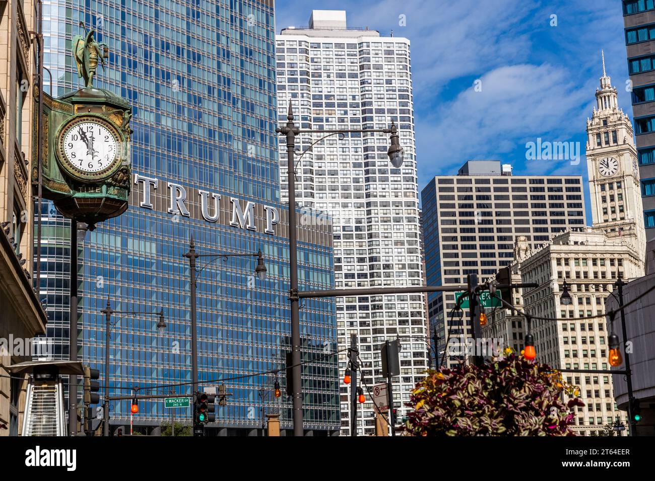 The clock on the Jewelers Building shows just before High Noon. In the ...