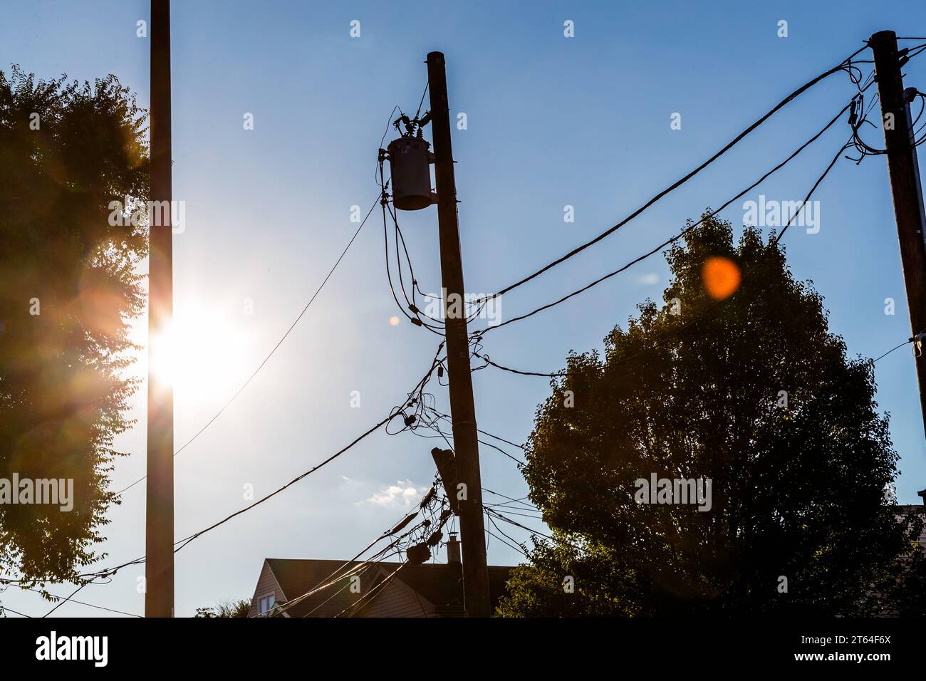 Above-ground power line in Chicago, United States Stock Photo - Alamy