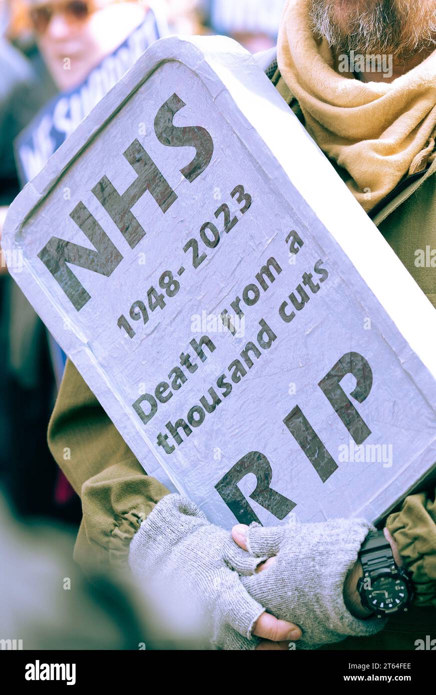 Participants gather and march during the SOS NHS demonstration in ...