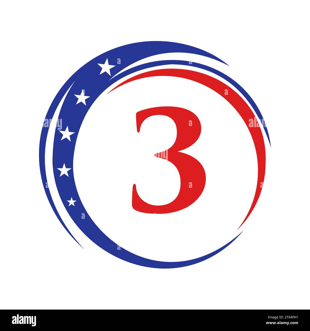 Letter 3 America Logo USA Flag. Patriotic American Logo Design On ...